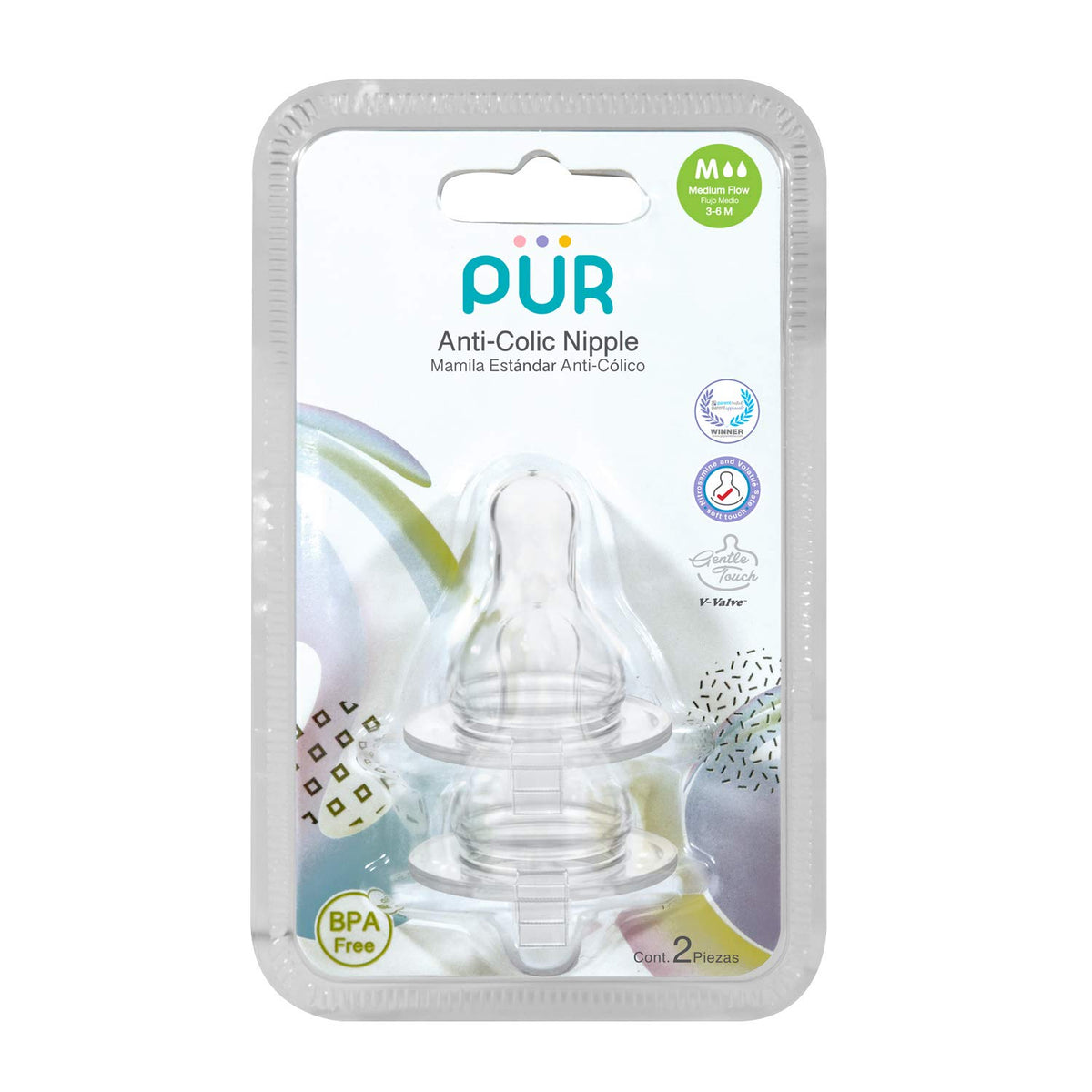 Pur Premium Comfort Standard Neck Nipples Slow, Medium and Large Flow